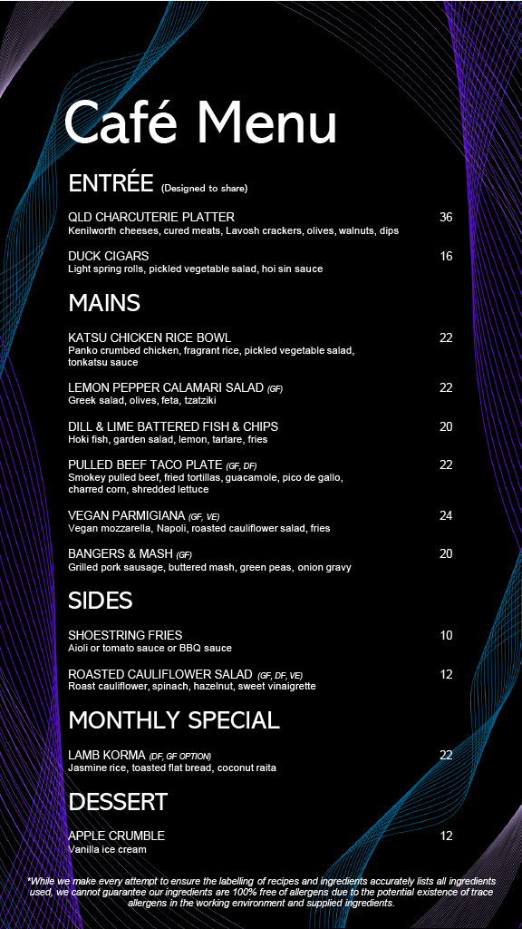 Dining Options - The Events Centre - Caloundra, Sunshine Coast